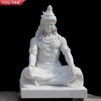 China Classic Natural Stone Hand Carved White Marble Lord Shiva Statue for sale