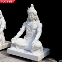 China Classic Natural Stone Hand Carved White Marble Lord Shiva Statue for sale