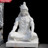 China Classic Natural Stone Hand Carved White Marble Lord Shiva Statue for sale
