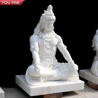 China Classic Natural Stone Hand Carved White Marble Lord Shiva Statue for sale