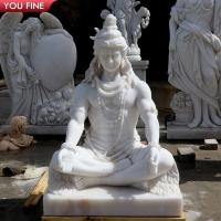 China Classic Natural Stone Hand Carved White Marble Lord Shiva Statue for sale