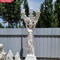 China Road Lighting Marble Figure Stone Sculpture for Garden Lamp for sale
