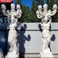 China Road Lighting Marble Figure Stone Sculpture for Garden Lamp for sale
