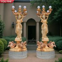 China Road Lighting Marble Figure Stone Sculpture for Garden Lamp for sale