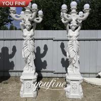 China European Style Standing Marble Figure Stone Sculpture for Garden Lamp for sale