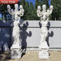 China European Style Standing Marble Figure Stone Sculpture for Garden Lamp for sale
