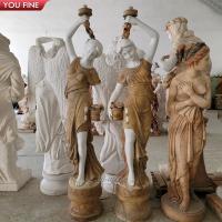 China Outdoor Garden Decoration Marble Woman Statue Lamp for sale
