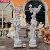 China Outdoor Garden Decoration Marble Woman Statue Lamp for sale