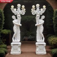China Outdoor Garden Life Size Marble Human Figure Statue Light for sale