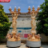 China Outdoor Garden Life Size Marble Human Figure Statue Light for sale