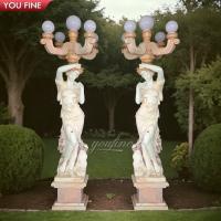 China Outdoor Garden Life Size Marble Human Figure Statue Light for sale