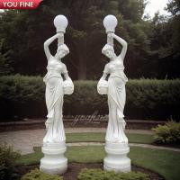 China High Quality Natural Stone Marble Lady Statue With Lamp for sale
