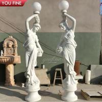 China High Quality Natural Stone Marble Lady Statue With Lamp for sale