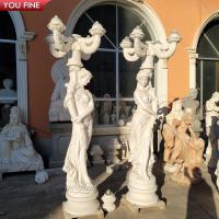 China High Quality Natural Stone Marble Lady Statue With Lamp for sale