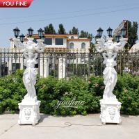 China Western Style Lady Sculpture Light Garden Marble Antique Statue Lamp for sale