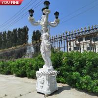 China Western Style Lady Sculpture Light Garden Marble Antique Statue Lamp for sale