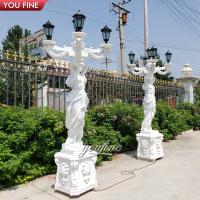 China Western Style Lady Sculpture Light Garden Marble Antique Statue Lamp for sale