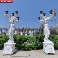 China Western Style Lady Sculpture Light Garden Marble Antique Statue Lamp for sale