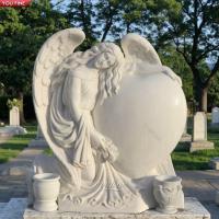 China Angel Heart Monument Tombstone Double Heart Headstone for sale