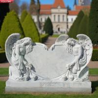 China Modern Black Granite Double Angel Headstone Tombstone Cemetery Memorial Stone for Couple Engraved Heart Angel Wings Marble for sale