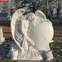 China Modern Black Granite Double Angel Headstone Tombstone Cemetery Memorial Stone for Couple Engraved Heart Angel Wings Marble for sale