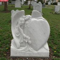 China Modern Black Granite Double Angel Headstone Tombstone Cemetery Memorial Stone for Couple Engraved Heart Angel Wings Marble for sale