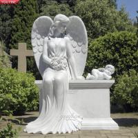 China Modern Black Granite Double Angel Headstone Tombstone Cemetery Memorial Stone for Couple Engraved Heart Angel Wings Marble for sale