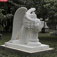 China Angel of Grief Marble Stone Life Size Weeping Angel Statues Headstone Statue Sculpture for Cemetery for sale