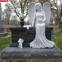 China Angel of Grief Marble Stone Life Size Weeping Angel Statues Headstone Statue Sculpture for Cemetery for sale