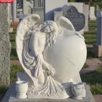 China Angel of Grief Marble Stone Life Size Weeping Angel Statues Headstone Statue Sculpture for Cemetery for sale