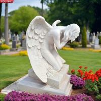 China Outdoor Natural White Marble Crying Angel Statue for sale