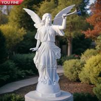 China Outdoor Natural White Marble Crying Angel Statue for sale
