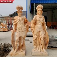 China Garden Decor Greek Marble Life Size Roman Soldier Statues for sale