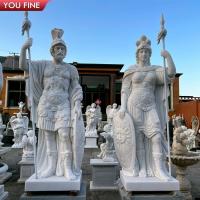 China Garden Decor Greek Marble Life Size Roman Soldier Statues for sale