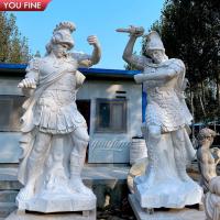 China Outdoor Garden Ancient Marble Life Size Vintage Roman Warrior Statues for sale