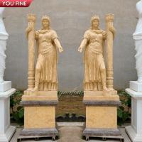 China Outdoor Garden Ancient Marble Life Size Vintage Roman Warrior Statues for sale