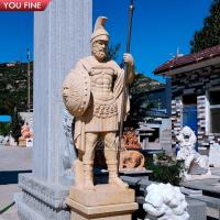 China Outdoor Garden Ancient Marble Life Size Vintage Roman Warrior Statues for sale