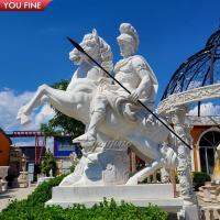 China Outdoor Garden Life Size Sitting Greek Warrior Statue Marble Sculpture for sale