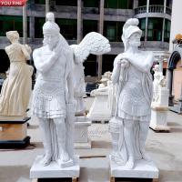 China Outdoor Garden Life Size Sitting Greek Warrior Statue Marble Sculpture for sale