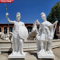 China Outdoor Garden Life Size Sitting Greek Warrior Statue Marble Sculpture for sale