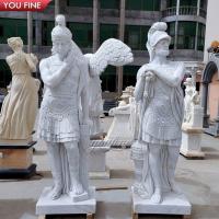 China Outdoor Garden Life Size Sitting Greek Warrior Statue Marble Sculpture for sale