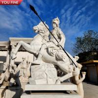 China Outdoor Garden Life Size Sitting Greek Warrior Statue Marble Sculpture for sale