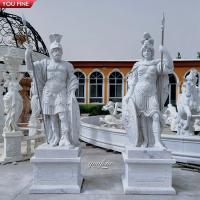 China Outdoor Garden Hand Carved Life Size Marble Roman Soldier Statue for Sale for sale