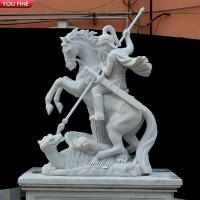 China Outdoor Garden Hand Carved Life Size Marble Roman Soldier Statue for Sale for sale