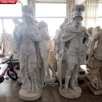 China Outdoor Garden Hand Carved Life Size Marble Roman Soldier Statue for Sale for sale
