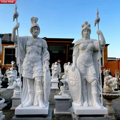 China Natural Stone Life Size Marble Roman Soldier Warrior Sculpture Male Statue for sale