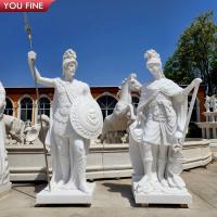China Natural Stone Life Size Marble Roman Soldier Warrior Sculpture Male Statue for sale