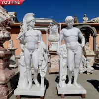 China Natural Stone Life Size Marble Roman Soldier Warrior Sculpture Male Statue for sale