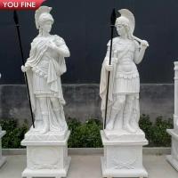 China Natural Stone Life Size Marble Roman Soldier Warrior Sculpture Male Statue for sale