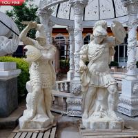 China Hand Carved Natural Stone Life Size Warrior Sculpture Roman Soldier Marble Male Statue for sale